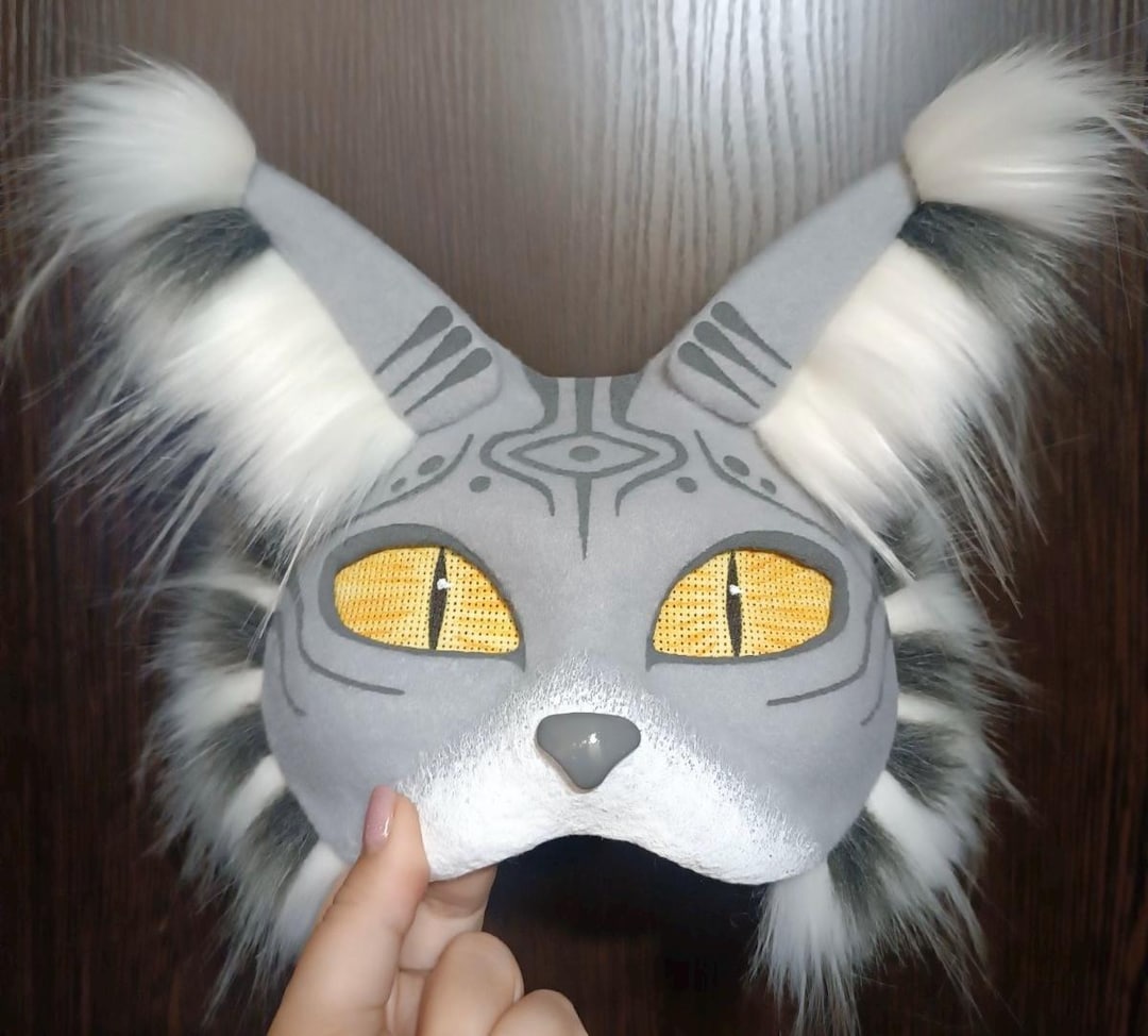 Therian Mask, Desert Cat Mask, Animal, Grey Cat Mask for Quadrobics ...