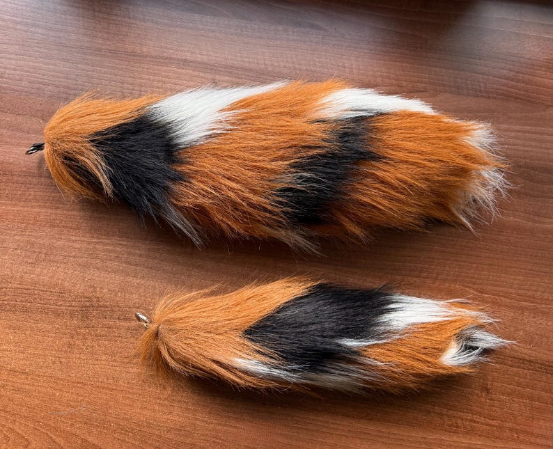 Faux Fur Tail, Calico Tail, Cat, Animal Furry Tail, Cosplay Tail, Fursuit Tail - Available in 2 ...