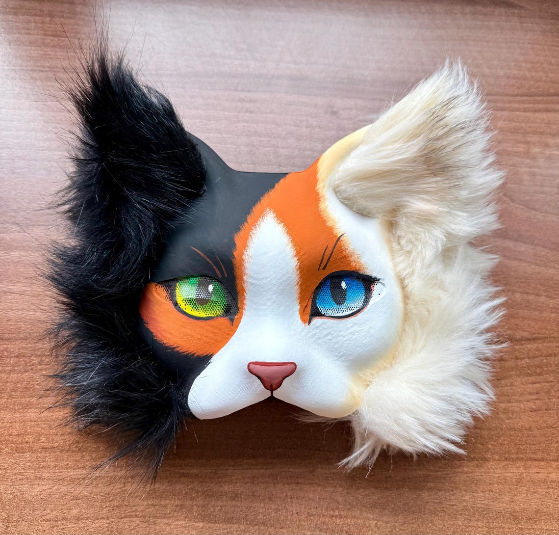 Handmade Calico Cat Mask and Tail: for Therians, Cosplay, Furries - Etsy