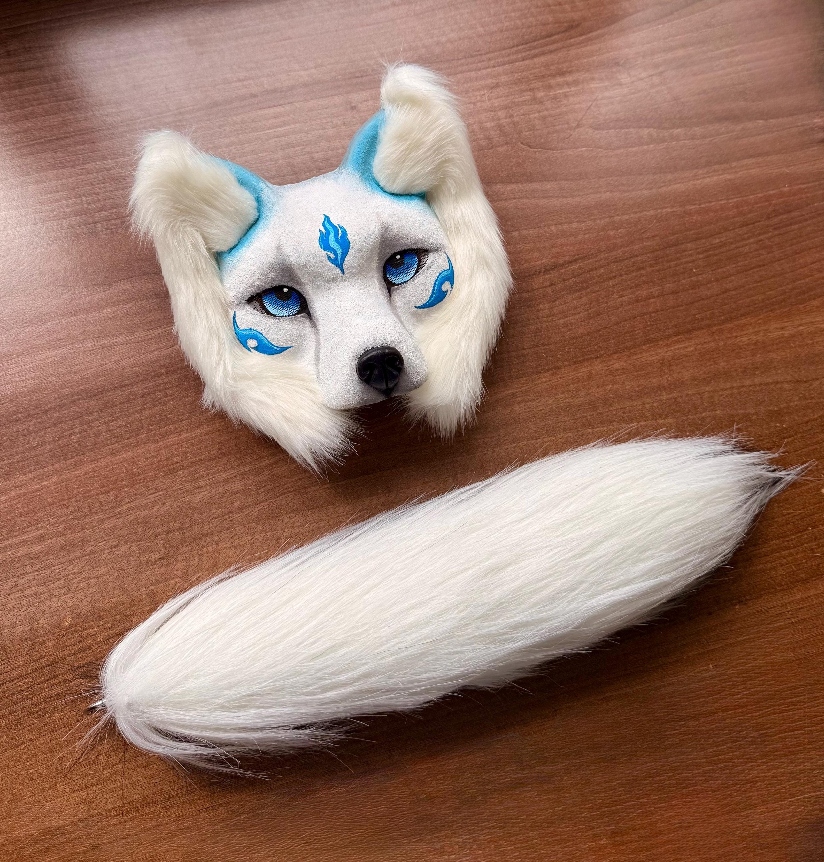 Therian Wolf Mask and Tail, Faux Fur Tail, Wolf, Animal Furry Tail and ...