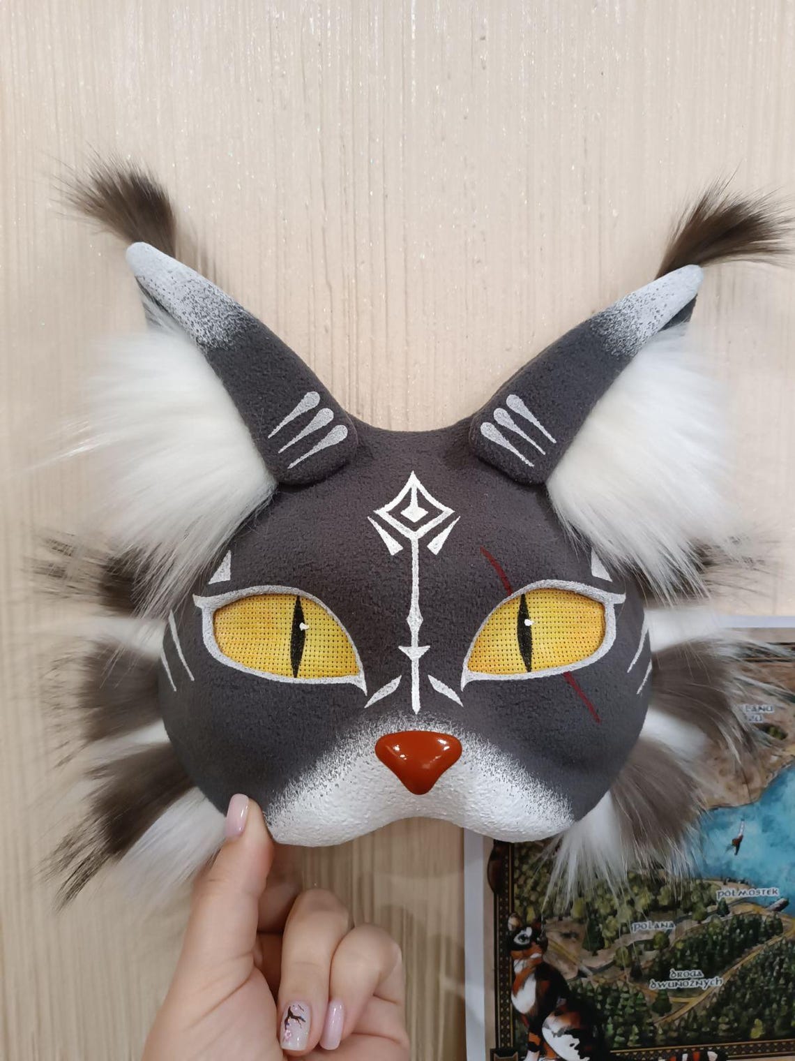 Gray Cat Mask With a Scar, Therian Mask, Animal Mask, Cosplay, Mask for ...