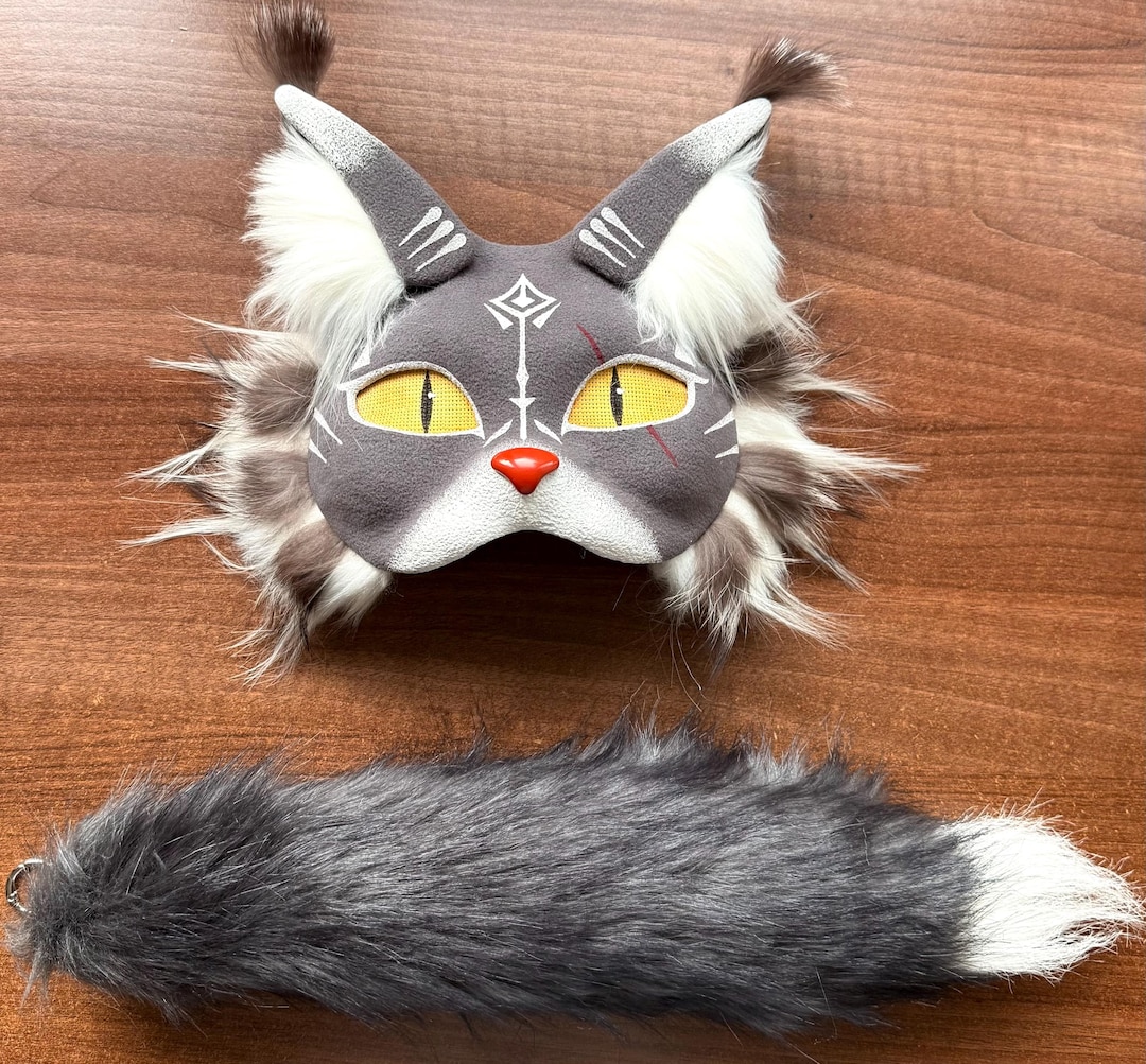 Therian Mask and Tail, Handmade Faux Fur Tail, Cat, Fox, Animal Furry ...
