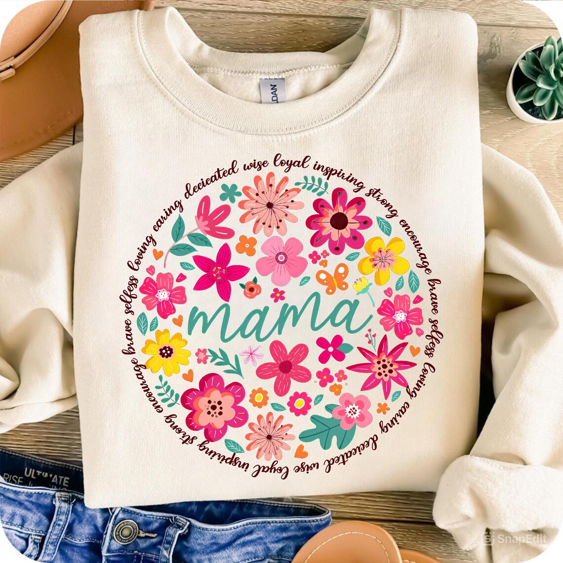 Boho Floral Mama Png, Mom Adjectives Png, She is Mom Png, Mama ...