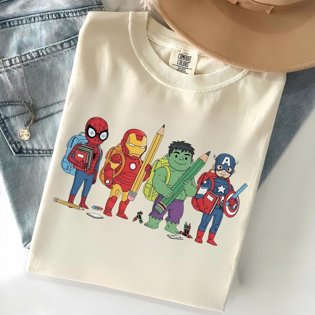 Back to School Superhero Digital Design, First Day Classroom Cartoon ...