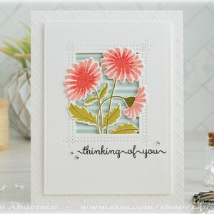 Thinking of You Pink Daisy Greeting Card Handmade Greeting Card stamped ...