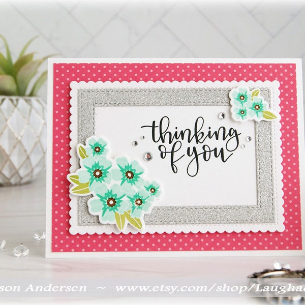 Thinking of You Pink Daisy Greeting Card Handmade Greeting Card stamped ...