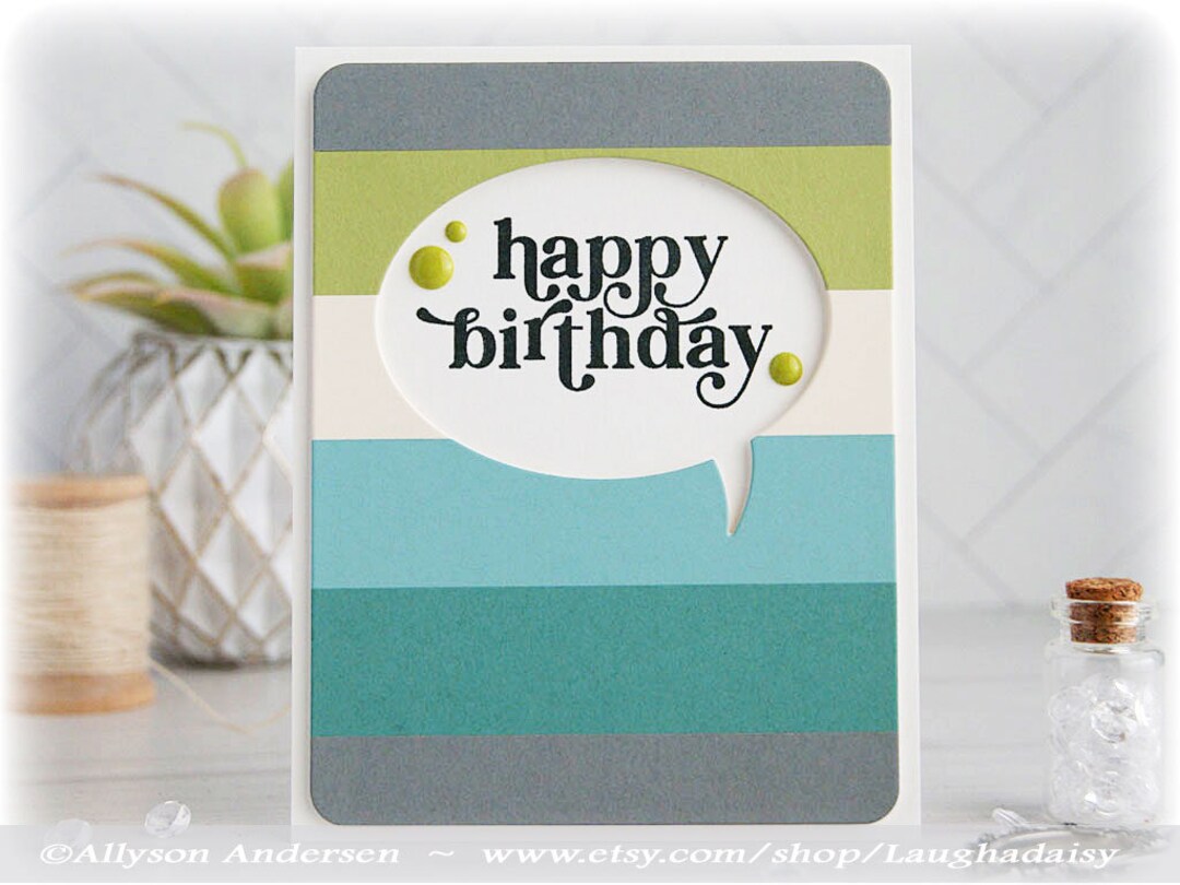 Speech Bubble Birthday Card Seaglass Birthday Card Striped Birthday ...