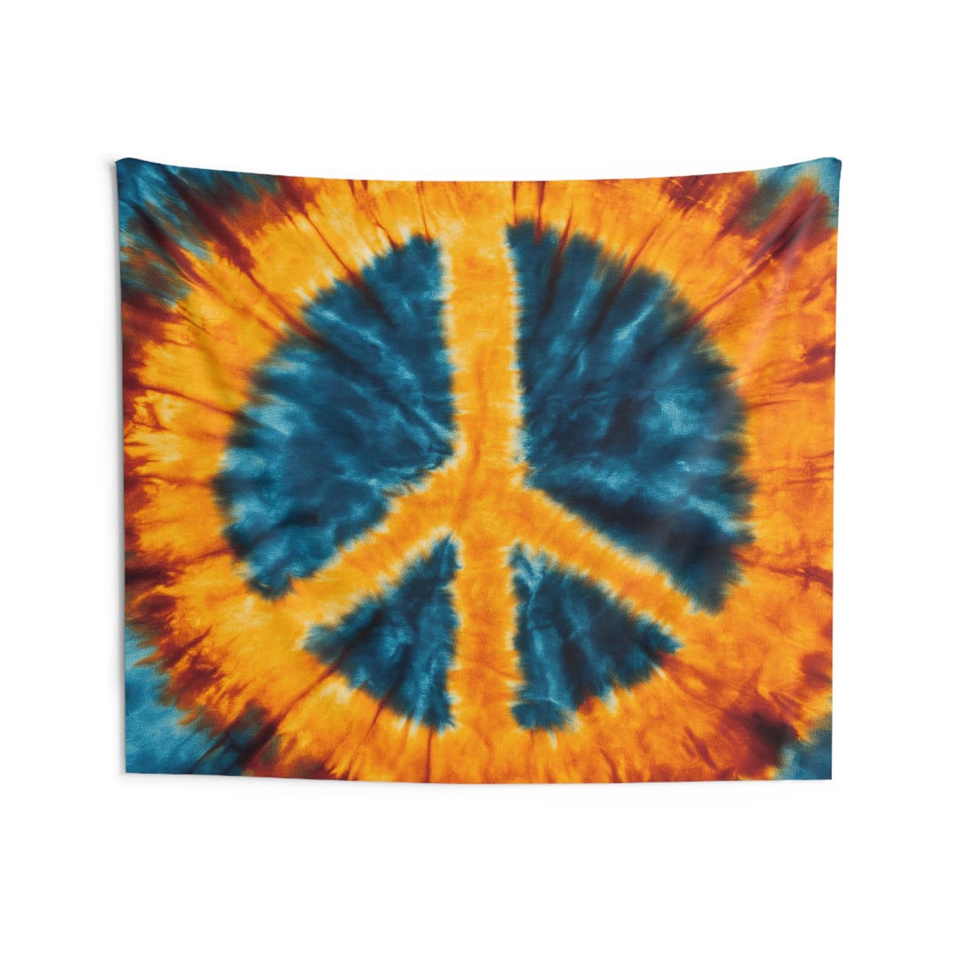 Tie-dye Peace Symbol Wall Tapestry, Bohemian Decor, Psychedelic Art ...