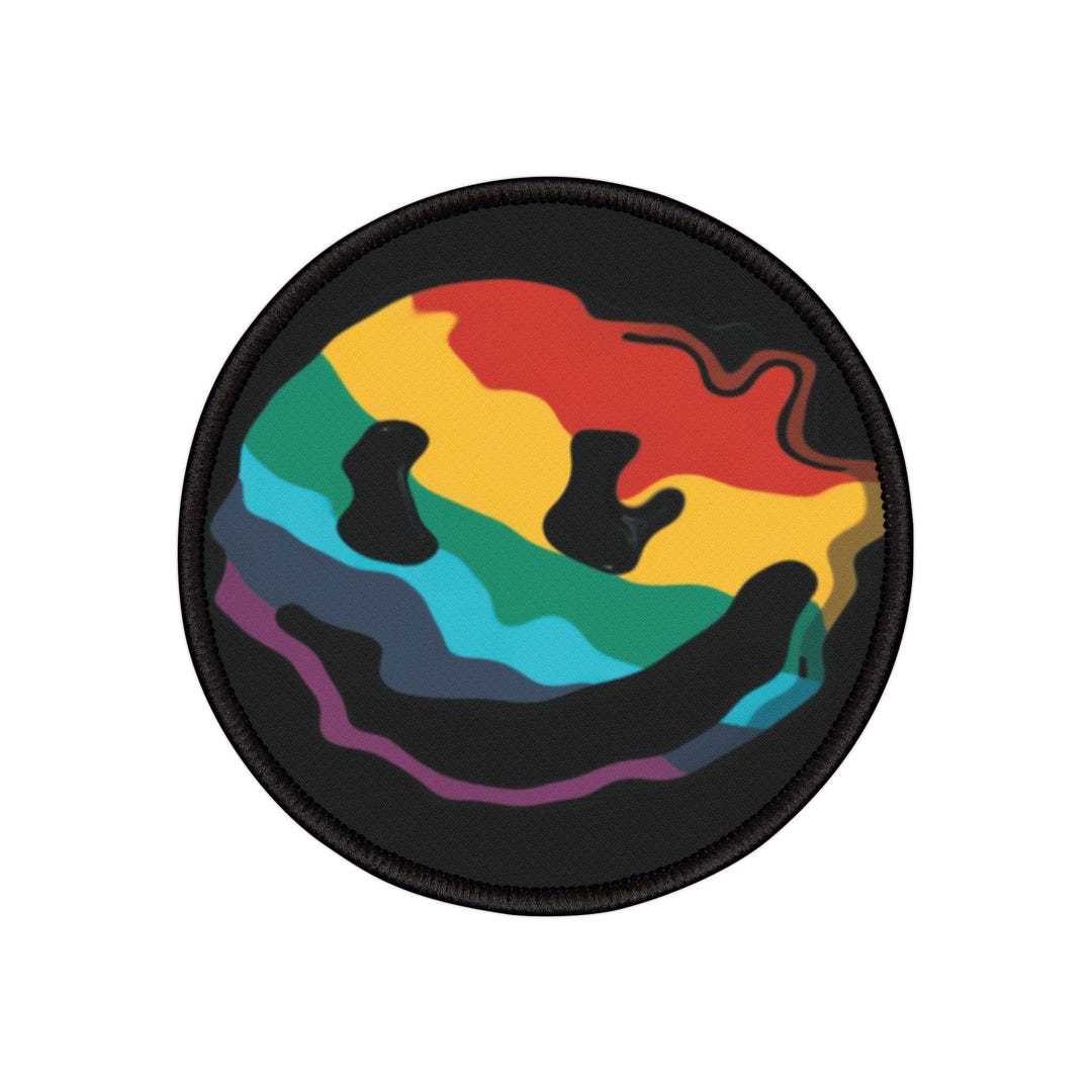 Melting Smiley Face Iron-on Patch: Rainbow Hippie Style - Etsy