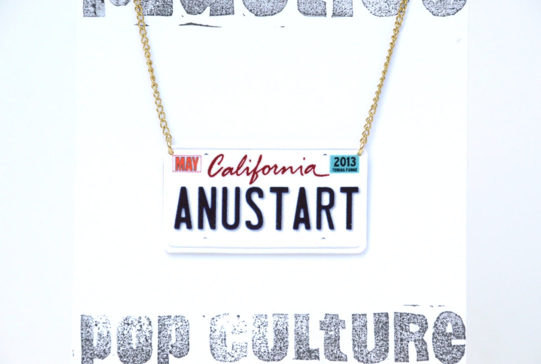 Arrested Development 'anustart Licence Plate' Necklace - Etsy