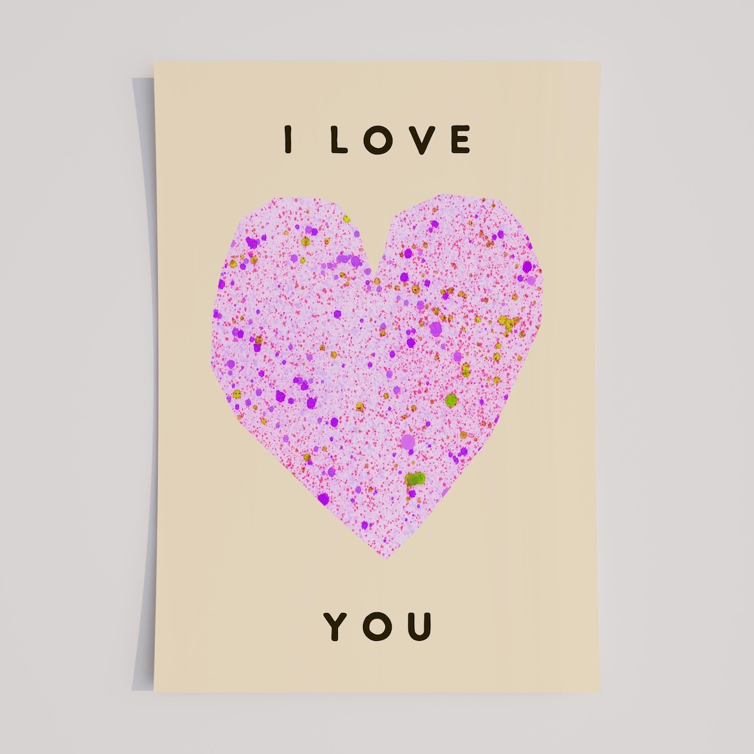 Heart Love Art Print, I Love You Poster, Romantic Wall Art, Wedding ...