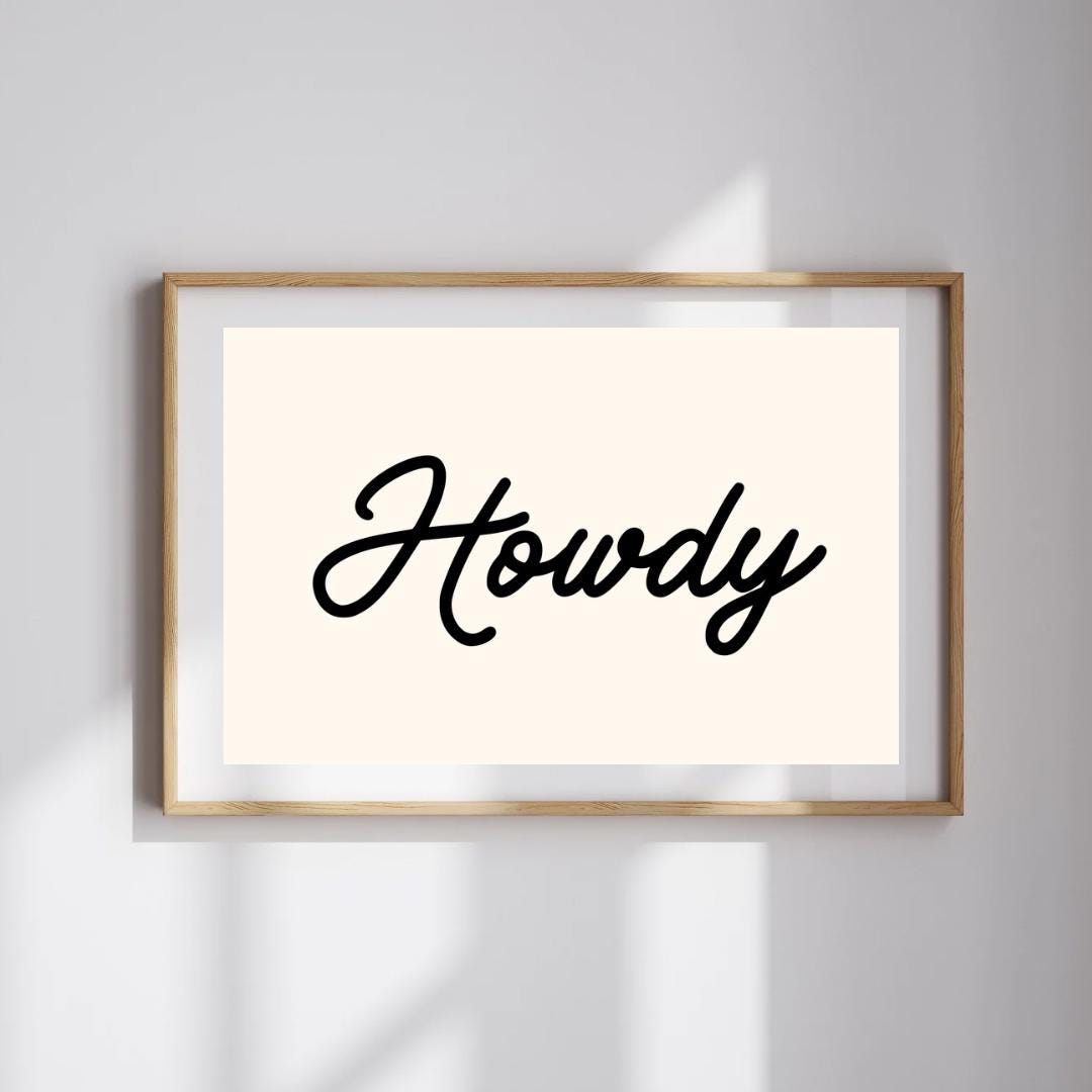 Howdy Beige Background Digital Download - Modern Font Design Entryway ...