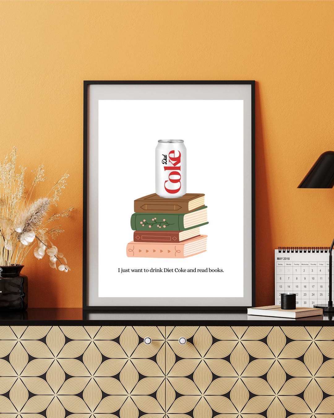 Diet Coke & Books Printable Art | Cozy Book Lover Aesthetic | Digital ...
