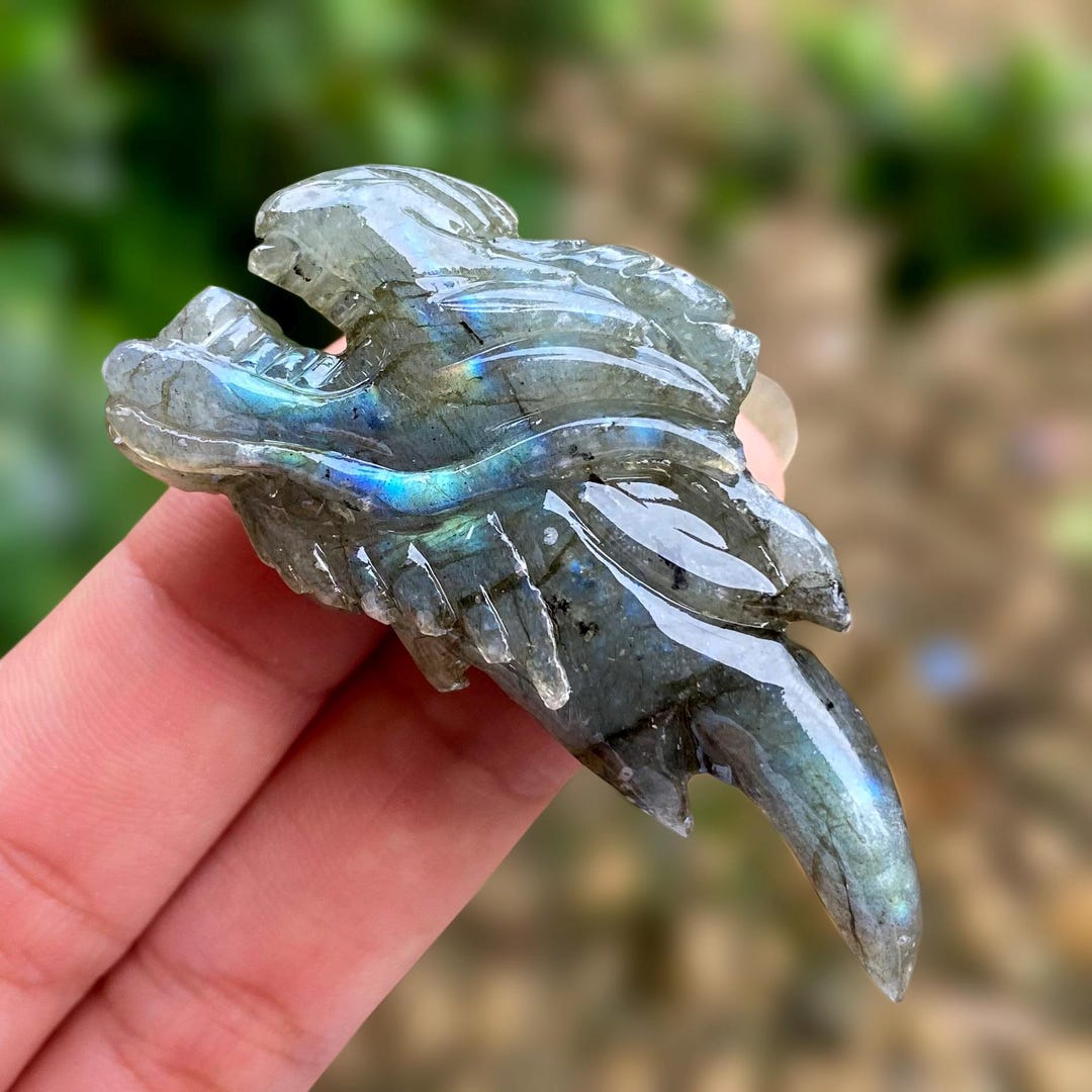 Hand Carved Labradorite Dragon Head: Crystal Gemstone Sculpture Home ...