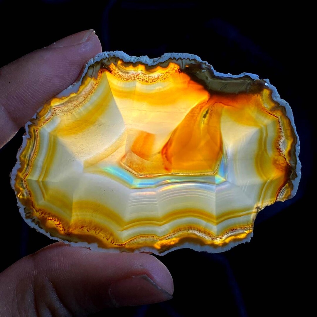 Rare Iris Agate Slice 60x43x4 Mm – Golden Eye Agate Collector Gemstone ...