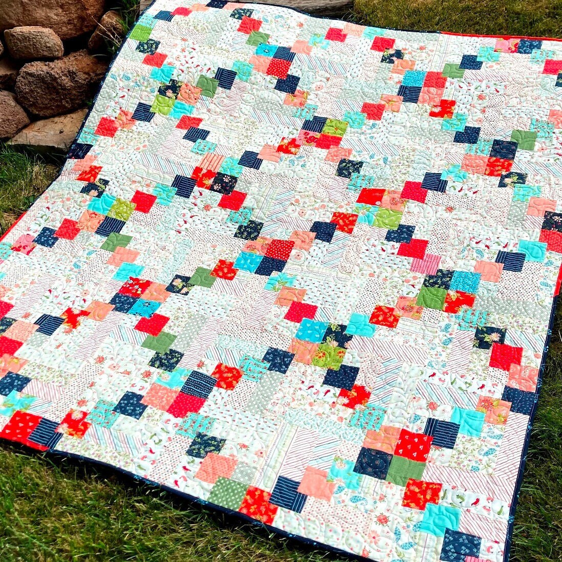 Stacked Squares - PAPER Quilt Pattern - Scrap or Fat Quarter Friendly ...