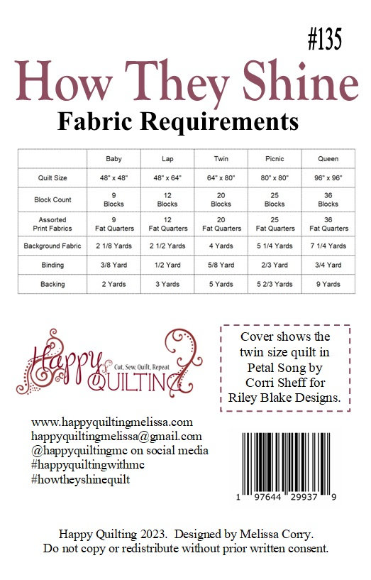 How They Shine - PAPER Quilt Pattern - Fat Quarter Friendly in 5 Size ...