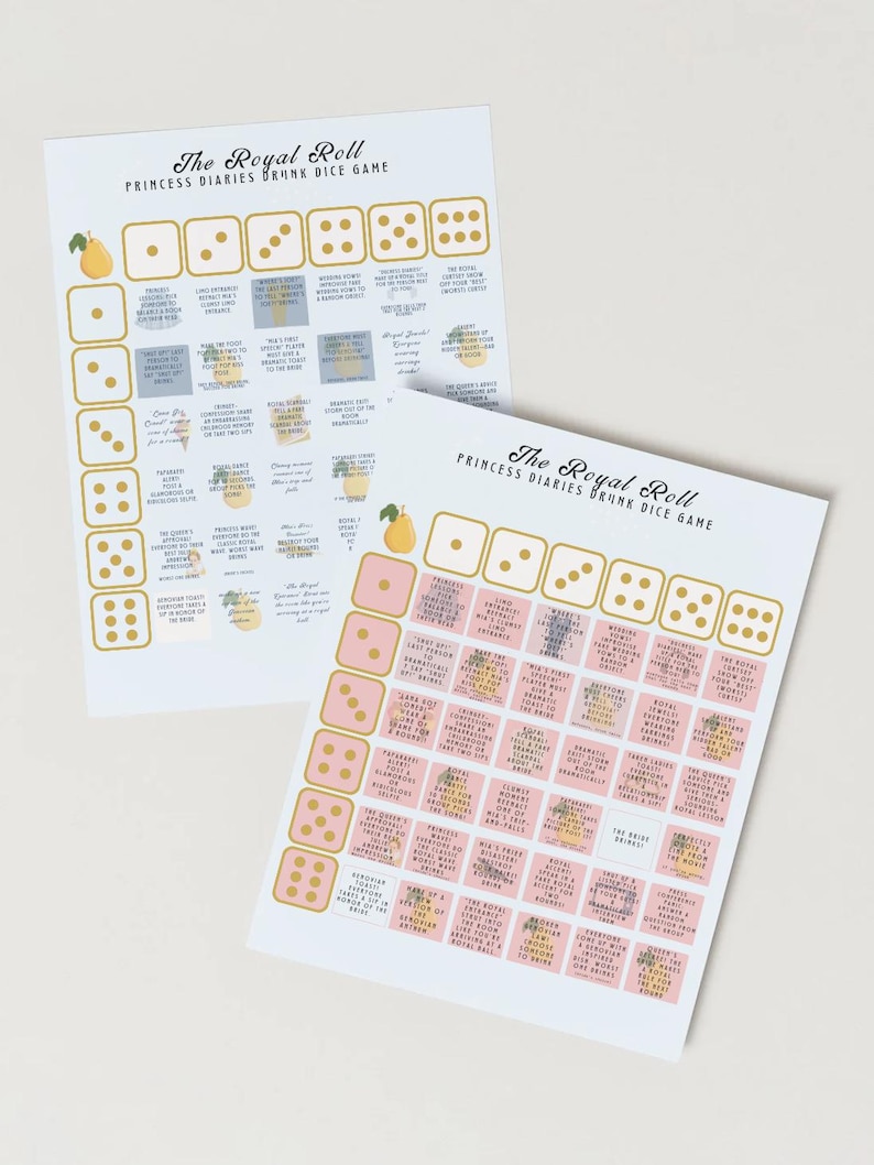 The Royal Roll: Princess Diaries Drunk Dice Game! *comes in Classic ...