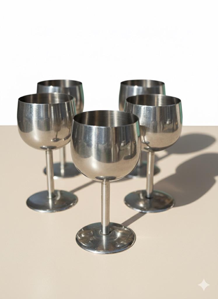 Vintage Wine Goblets: Stylish Stainless Steel Set - Etsy