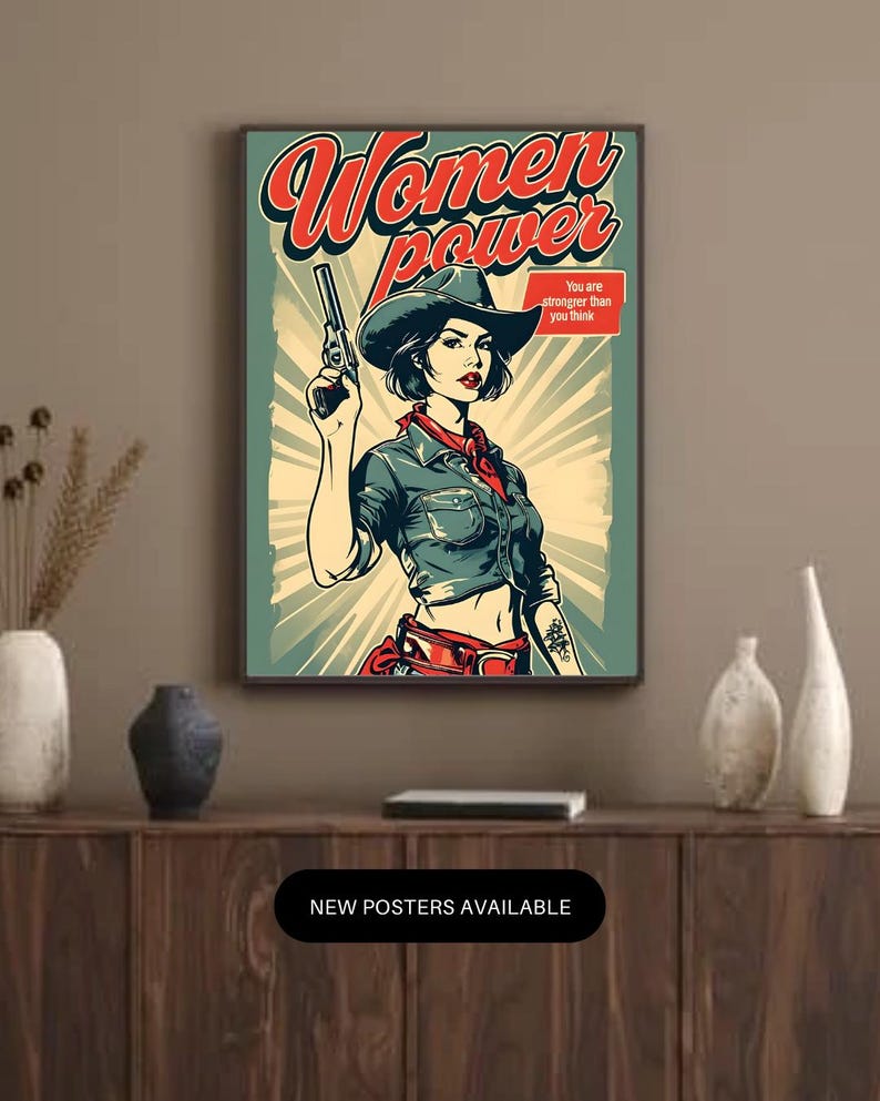 Vintage Cowgirl Wall Art Printable Western Feminist Poster, Strong Woman Empowerment Digital ...