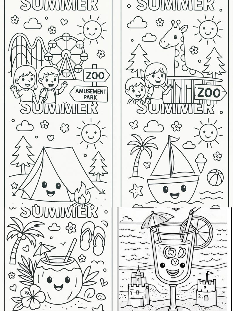 A Summertime Adventure: Coloring for Children.printable Digital ...