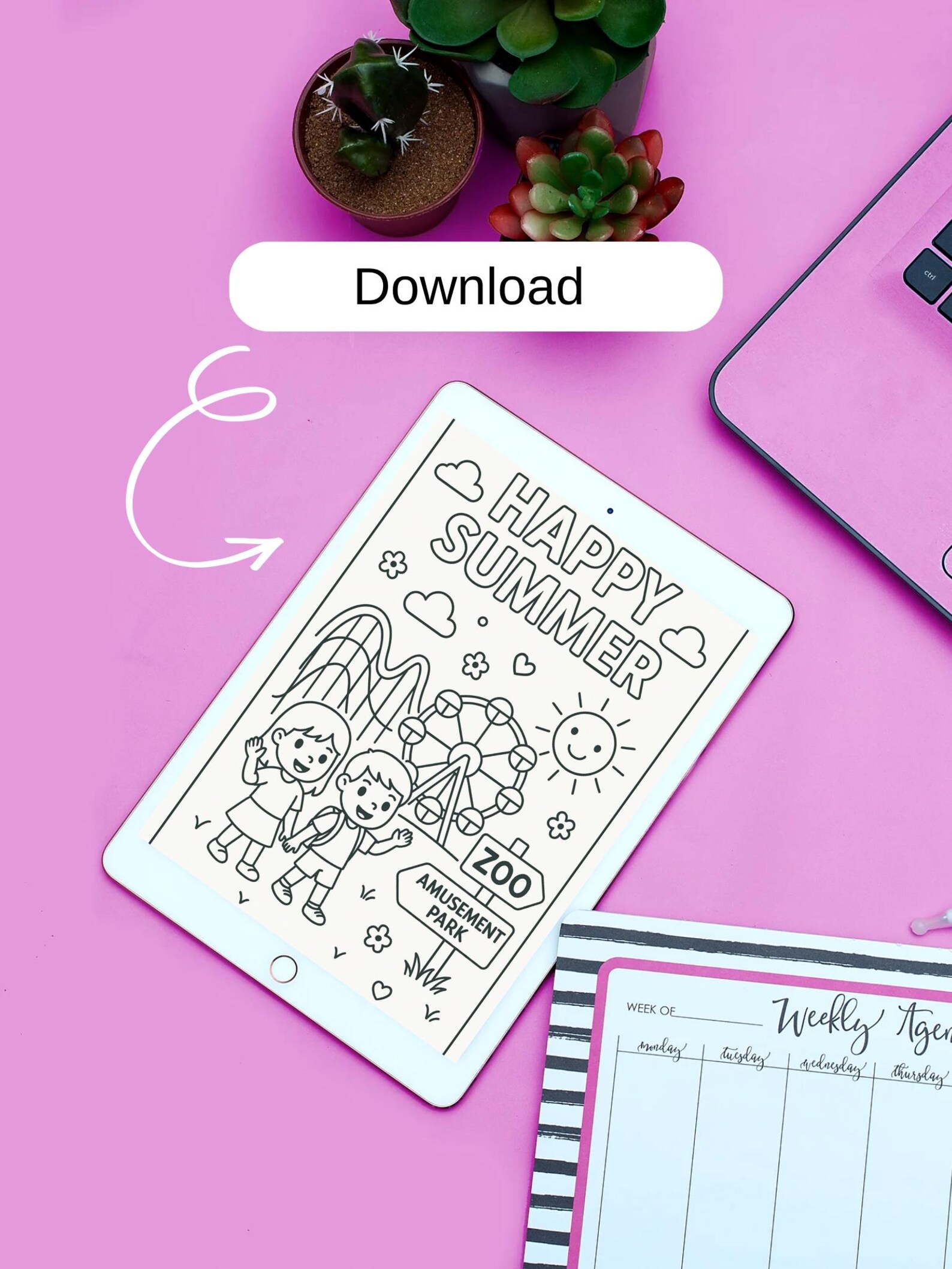 A Summertime Adventure: Coloring for Children.printable Digital ...