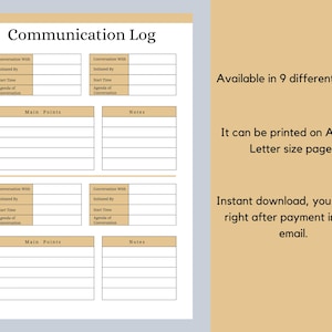 Communication Record | Printable Log for Teachers and Parents | Meeting ...