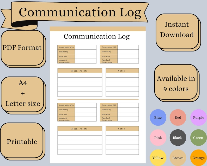 Communication Record | Printable Log for Teachers and Parents | Meeting ...