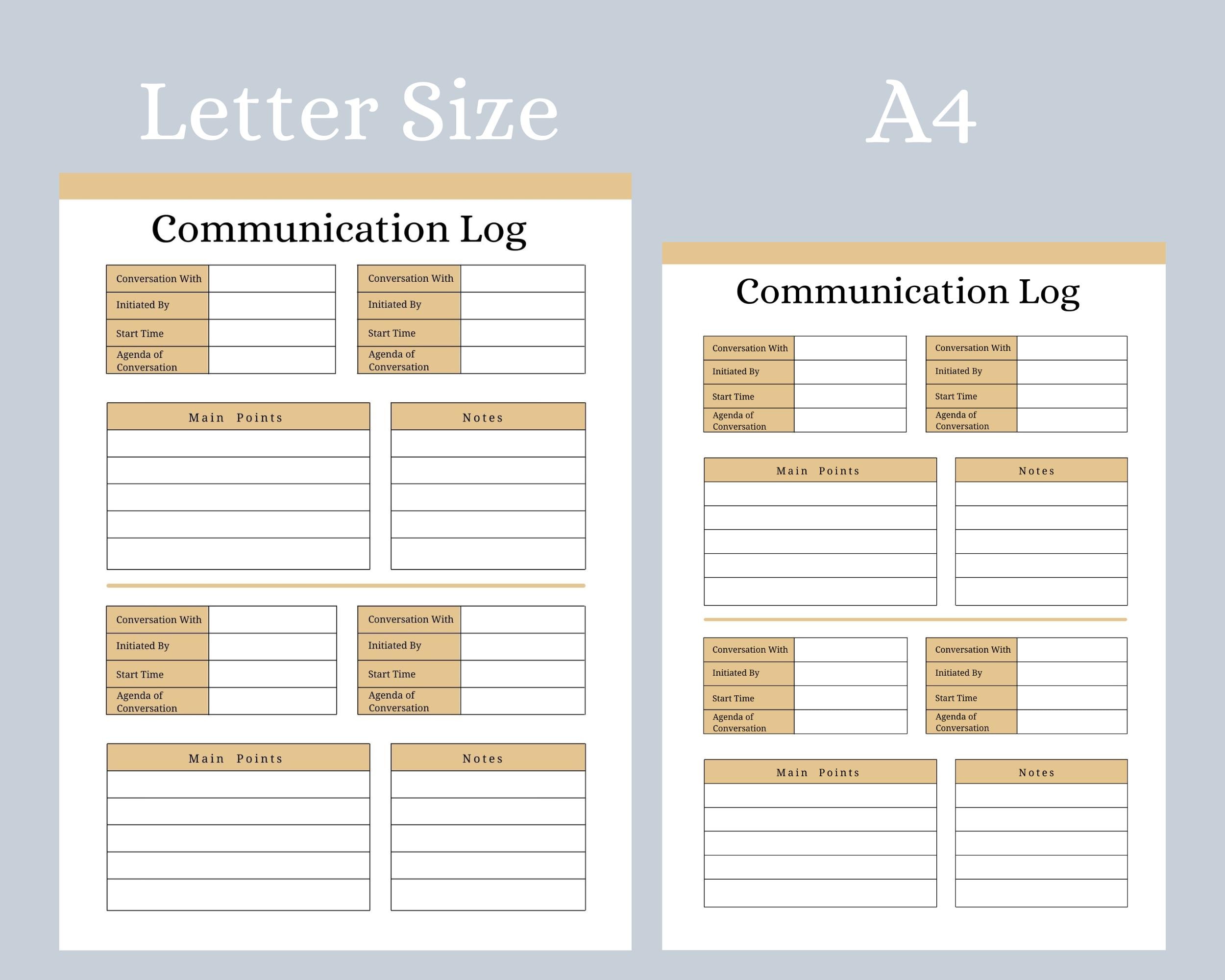 Communication Record | Printable Log for Teachers and Parents | Meeting ...