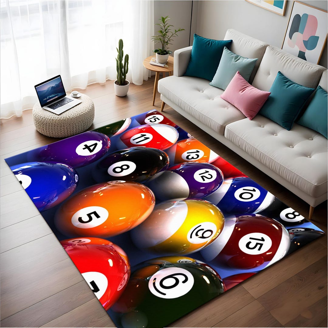 Billiard Balls Rug: Modern Man Cave Decor - Etsy