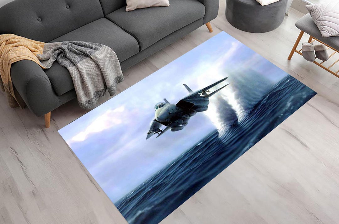 F14 Fighter Jet Rug: Modern Aviation Decor, Non-slip Area Rug - Etsy