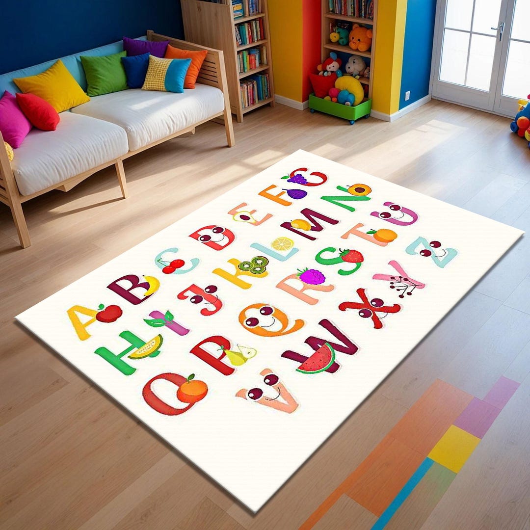 Alphabet Kids Rug: Educational ABC Playroom Decor, Washable - Etsy