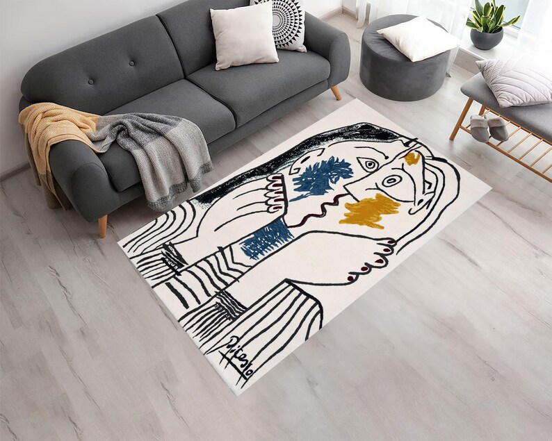 Picasso 'the Kiss' Rug: Modern Art Area Rug - Etsy