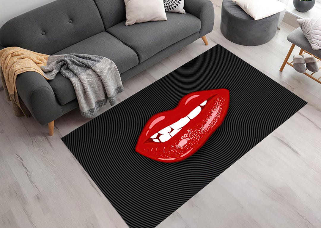 Graffiti Lips Area Rug: Abstract Art, Non-slip Accent Rug - Etsy