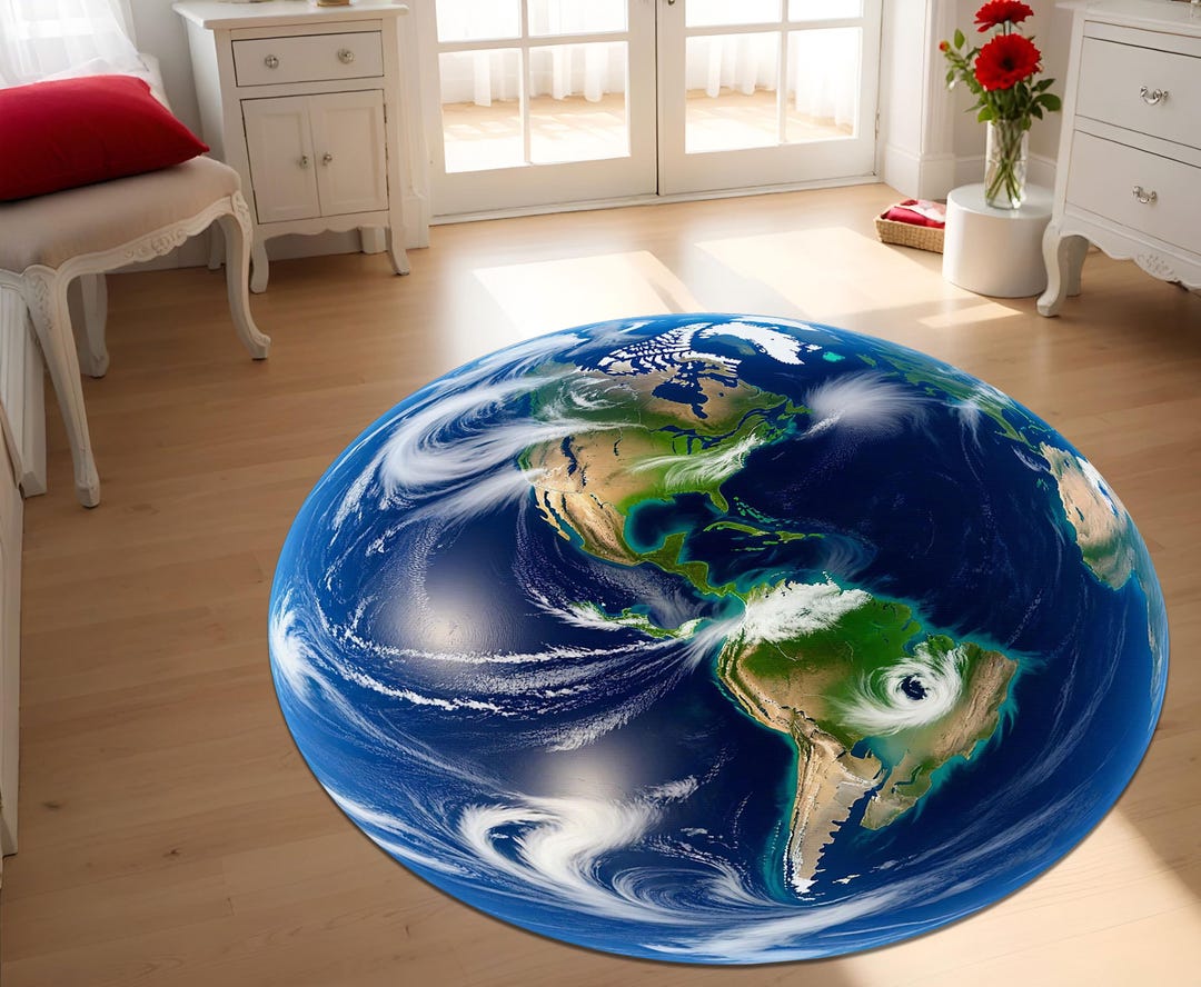 Round Earth Map,large World Map Wall Chart,space Telescope Images Print ...