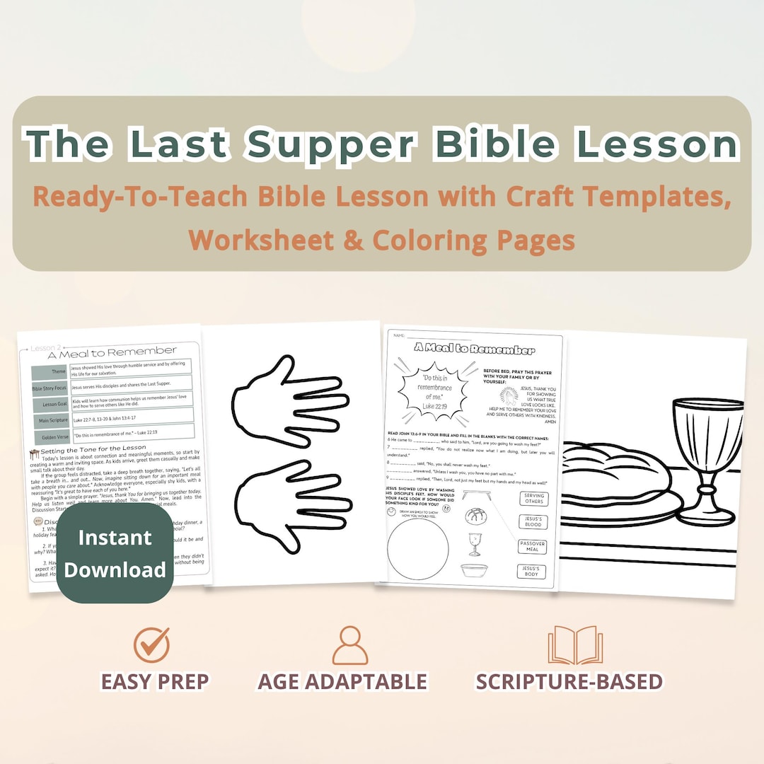 The Last Supper Bible Lesson for Kids | Holy Week Activity, Craft ...