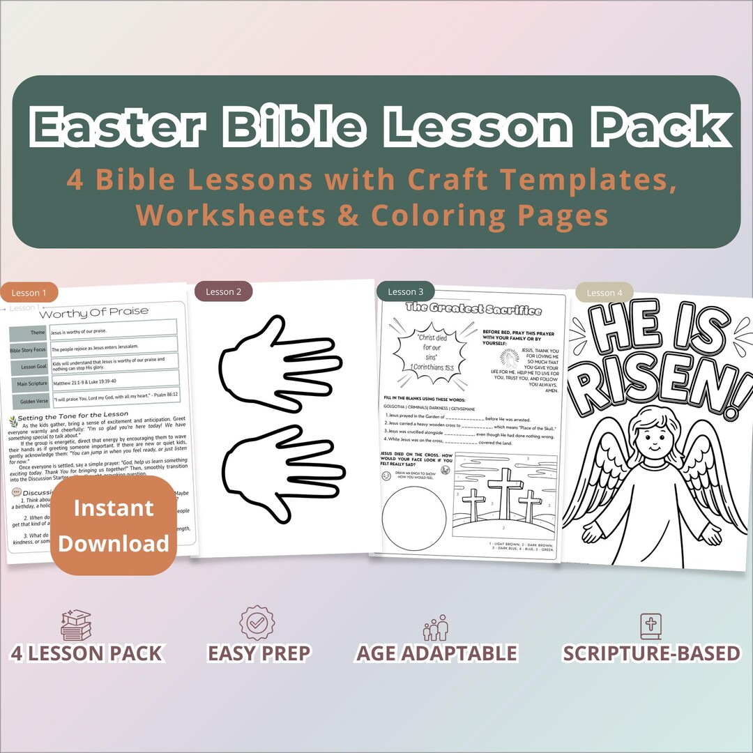 Holy Week & Easter Bible Lesson Pack for Kids (ages 6-12) With ...