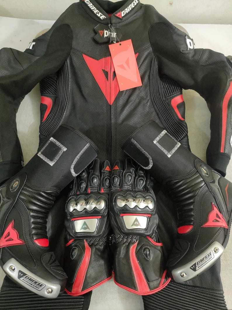 Dainese D Air Motorcycle Leather Racing Suit Black and Red Design - Etsy