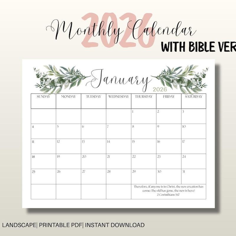 2026 Christian Calendar Pdf - Etsy