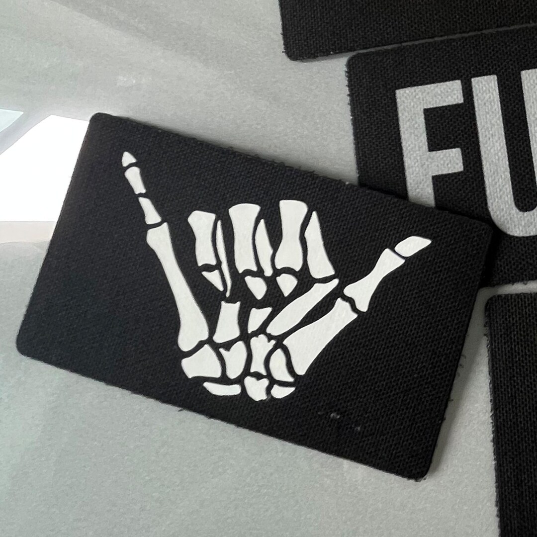 3.5X2 Inch Custom Skeleton Shaka Hang Loose Patch, Custom Reflective ...