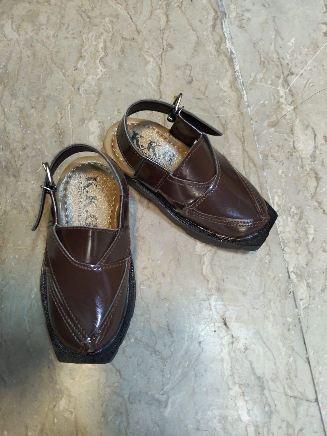 Handmade Boys' Black | Brown Leather Peshawari Sandals | Traditional ...