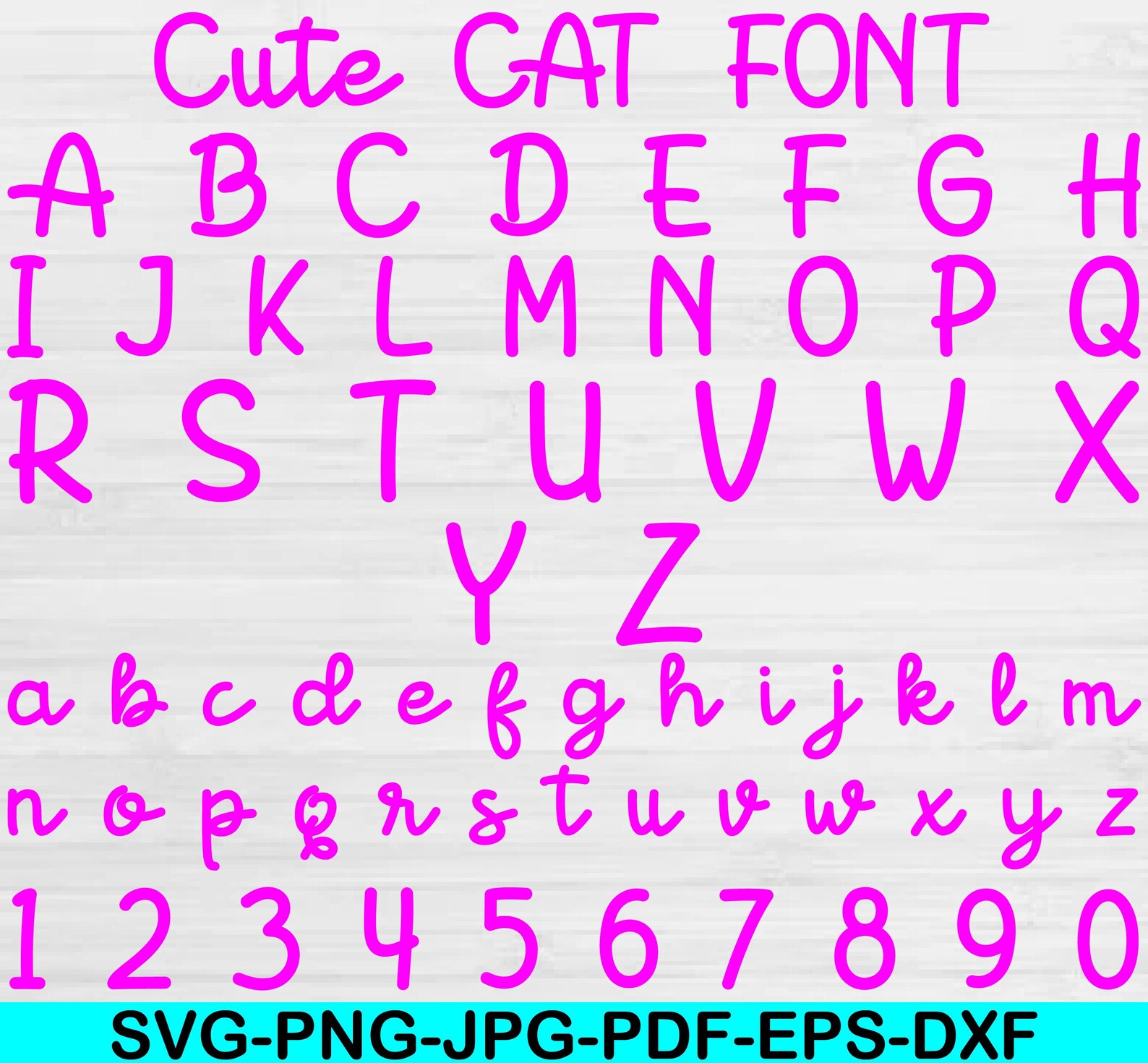 Cute Kitty Font Svg Bundle, Cute Cat Font Svg, Kitty Font TTF, Cat Font ...