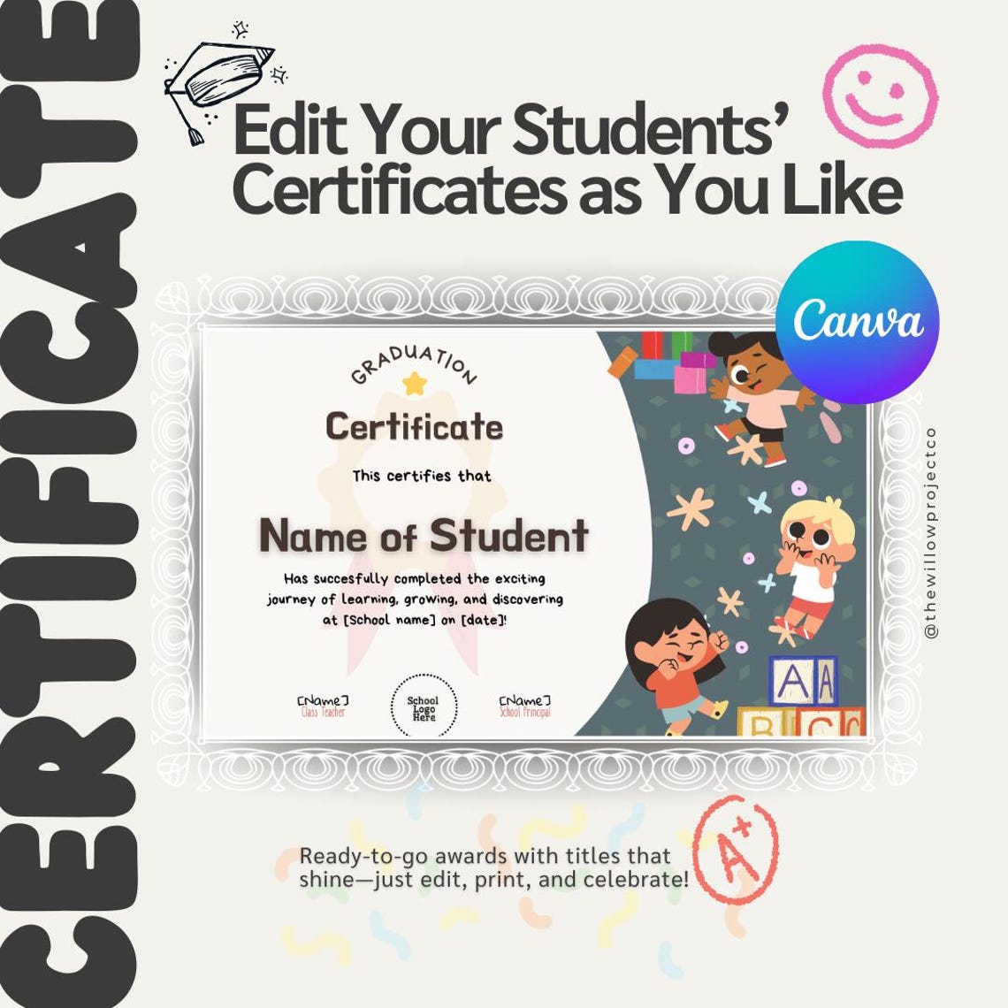 Editable Graduation Certificate Bundle for Kids – Kindergarten ...