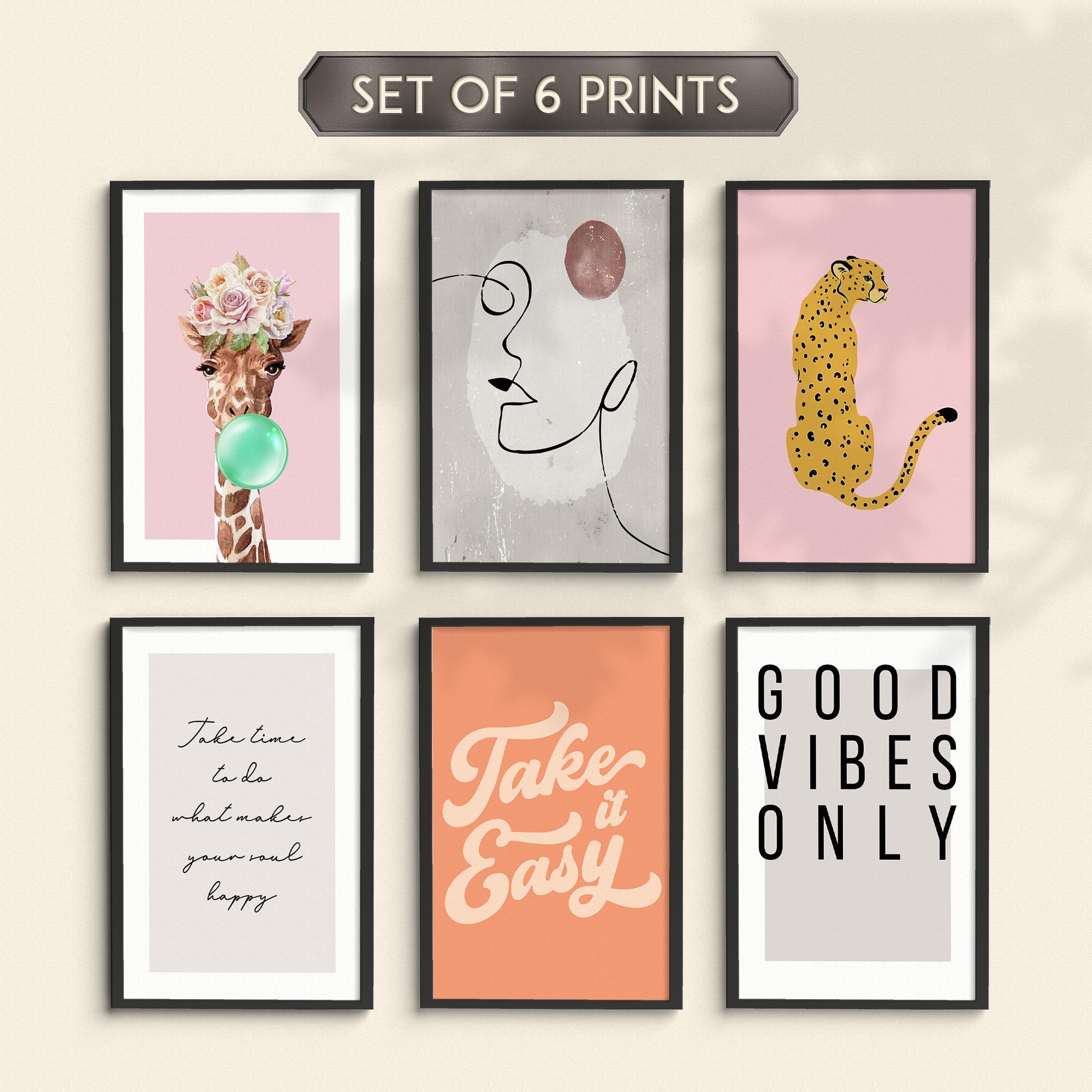 Minimal Aesthetic Wall Print Set, Wall Print, Boho Poster Set of 6 ...