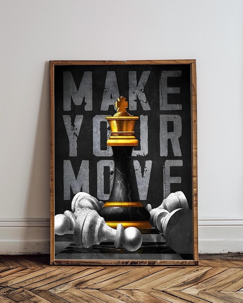Make Your Move Motivational Chess Poster - Hustle & Gym Workout ...