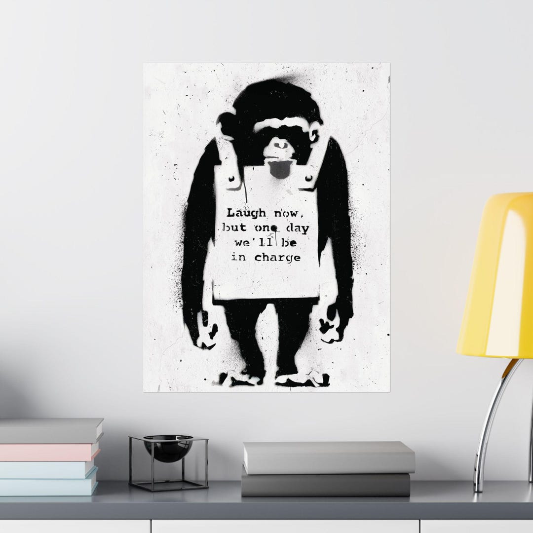 Banksy Monkey Graffiti Stencil Poster - Wall Art for Home & Office ...