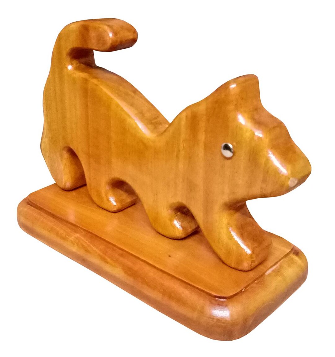 Cat Wooden Craft for Home, Office & Shop Decor ; 8" X 5.7" Natural ...