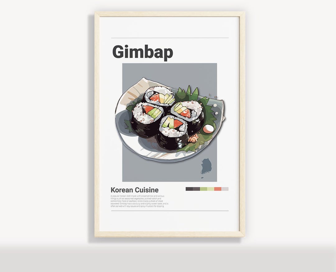 KOREAN GIMBAP POSTER | Minimalist Wall Art Decor | Digital Prints ...