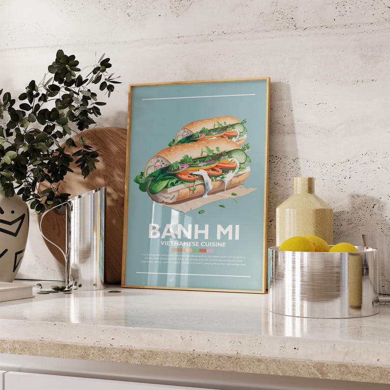 Banh Mi Poster: Minimalist Vietnamese Food Art (digital Download) - Etsy