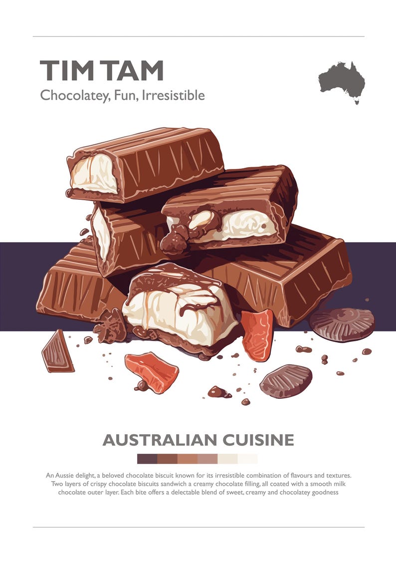 Tim Tam Poster: Australian Foodie Art Print (digital Download - Etsy